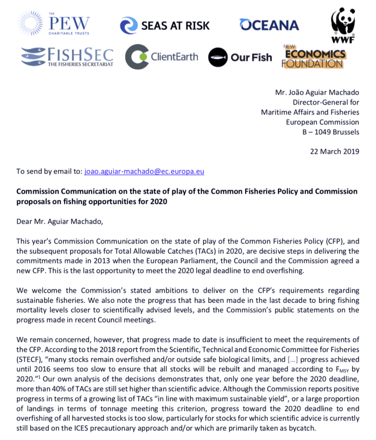 Joint NGO letter – Commission proposals on fishing opportunities for ...